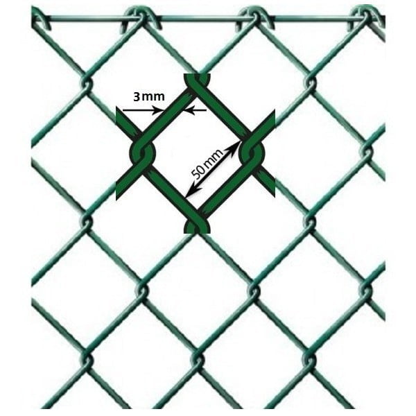 Plasa impletita pvc H-180cm L-10m 5x5cm Ø 3mm - RETIC GARDURI SRL